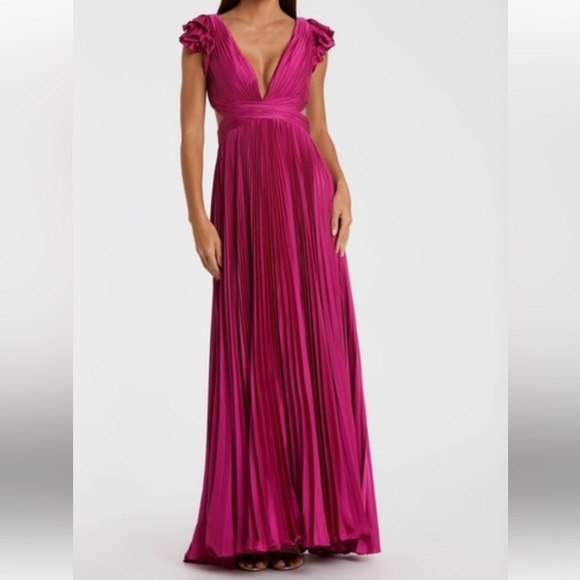 Mac Duggal | Dresses | Nwt Mac Duggal Sz Fuchsia Pleated Maxi Gown With ...